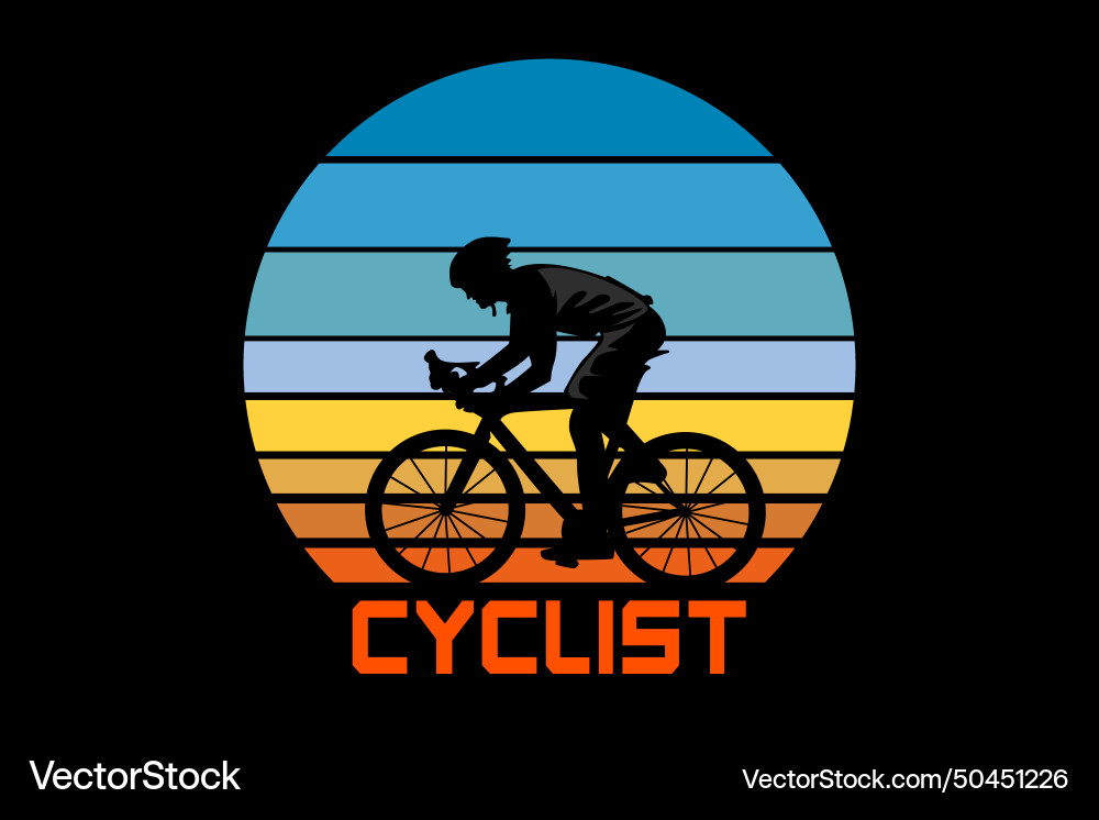 Cyclist retro vintage landscape design Royalty Free Vector