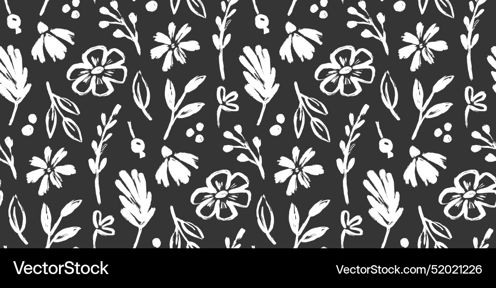 Flower brush seamless pattern floral abstract Vector Image