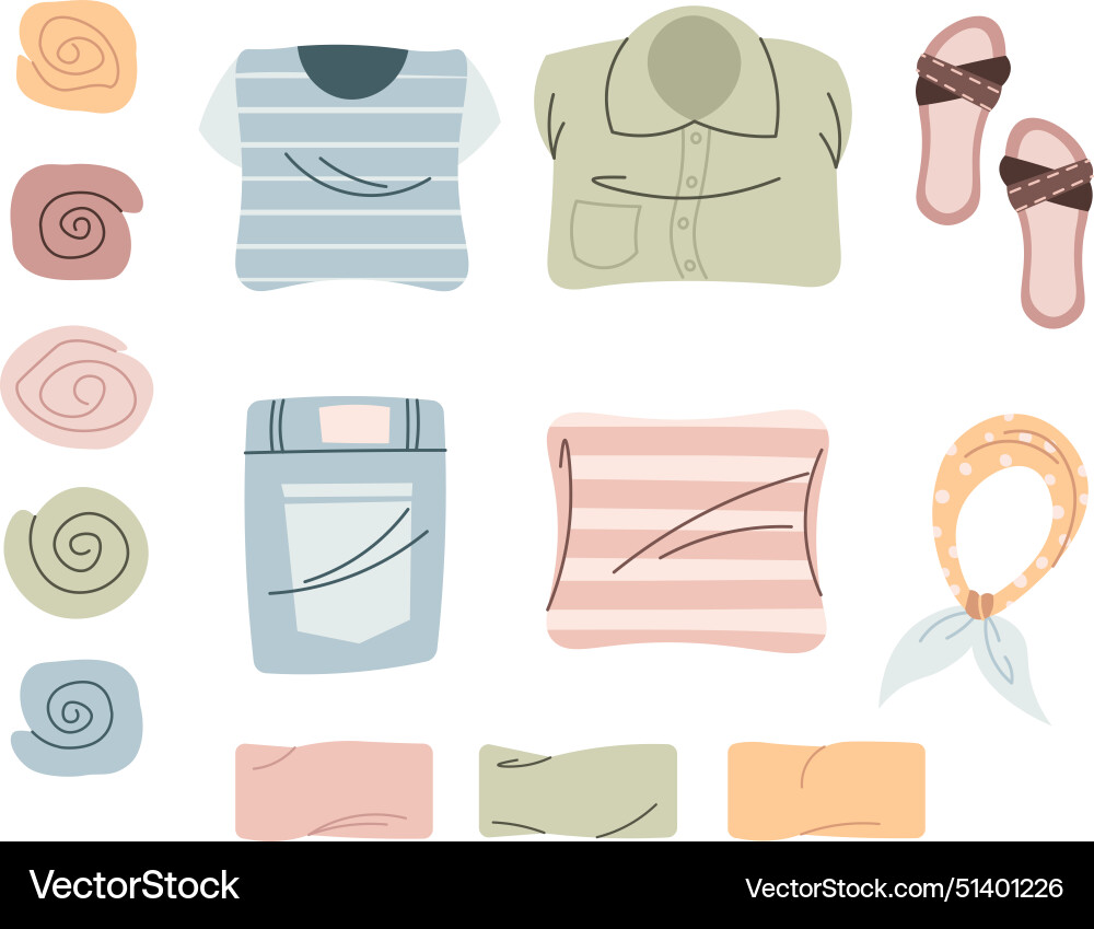 Folded clothes on isolated background things Vector Image