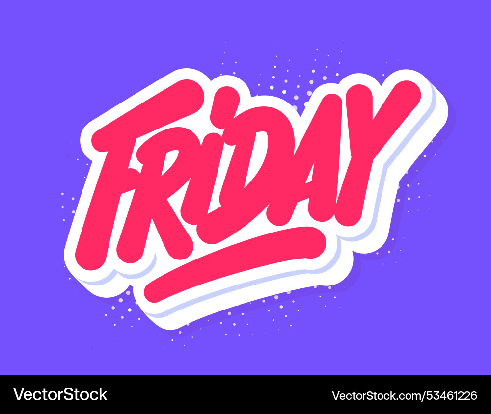 Friday handwritten typography sticker Royalty Free Vector