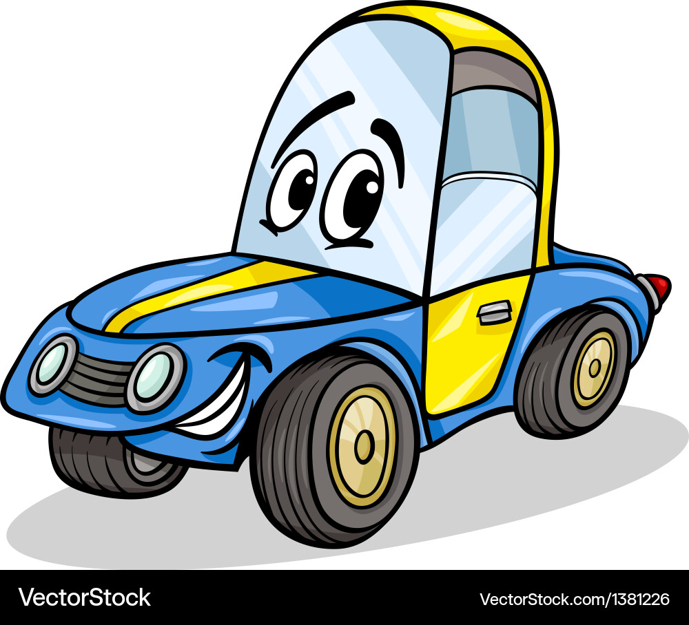 Funny racing car cartoon Royalty Free Vector Image