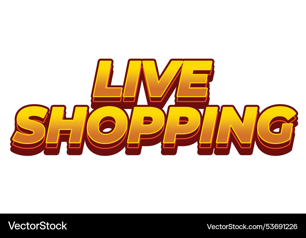 Live shopping text effect in 3d style with eye Vector Image