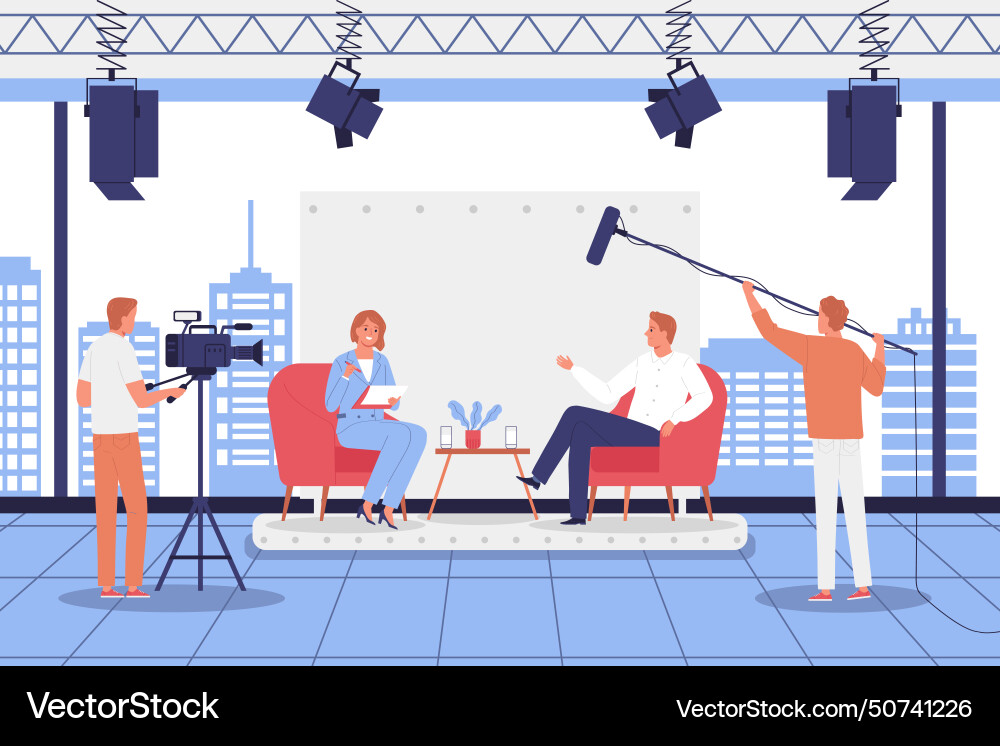 Mass media interview Royalty Free Vector Image