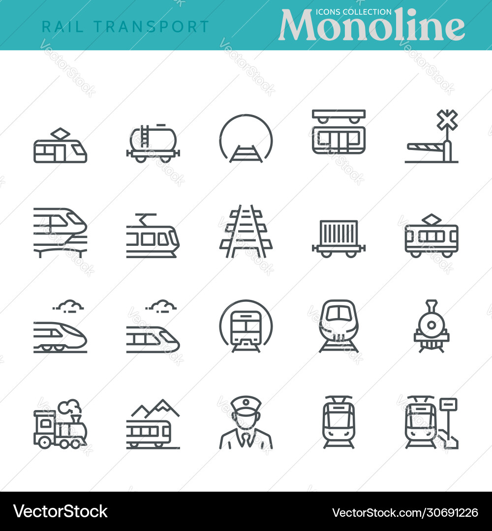 Rail transport icons Royalty Free Vector Image