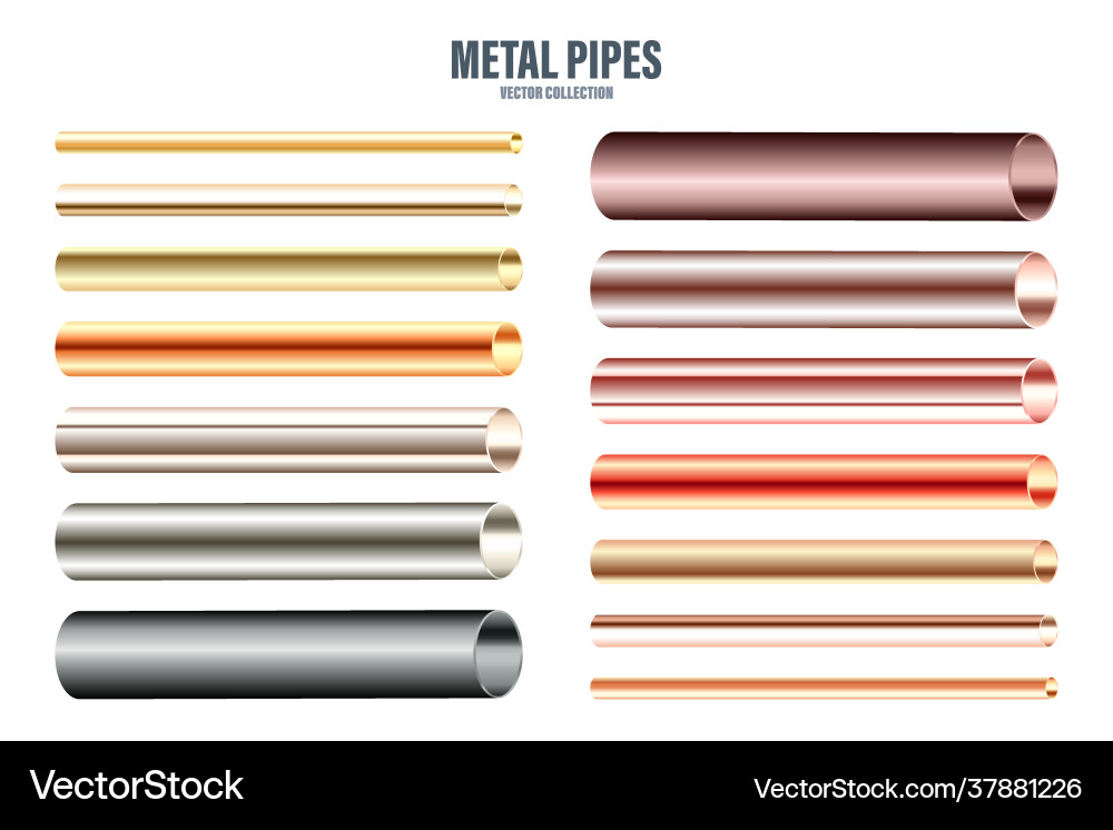 Steel and copper pipes collection construction Vector Image