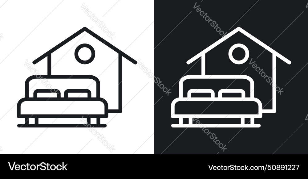Accommodation icon set hotel bedroom lodging Vector Image