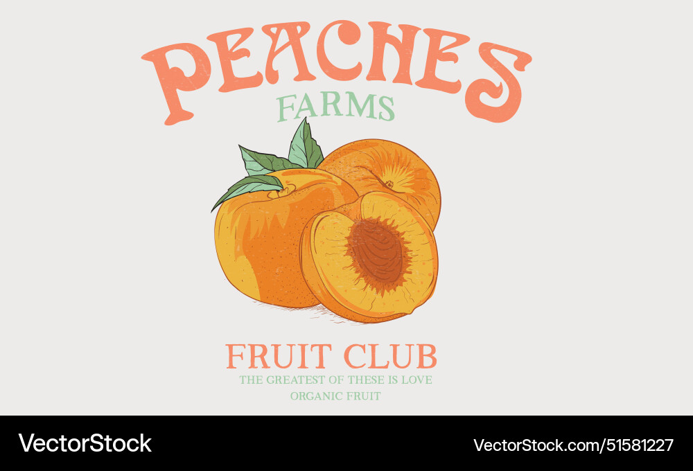 Fresh peace fruit print nature club d Royalty Free Vector