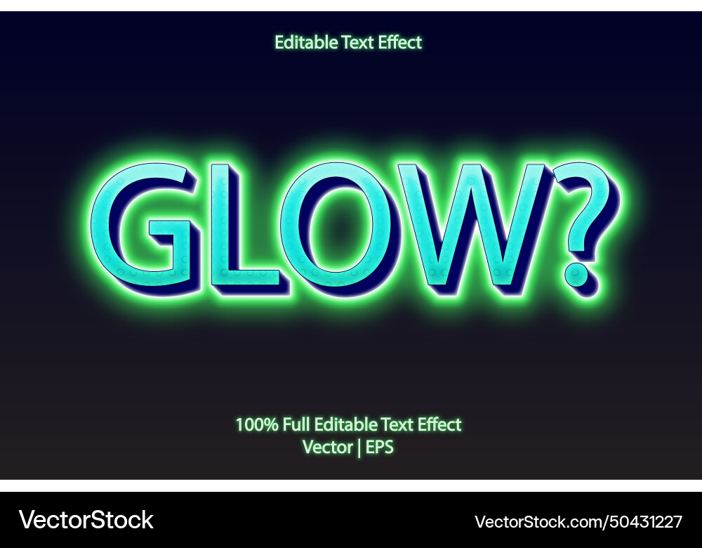 Glow editable text effect neon style Royalty Free Vector