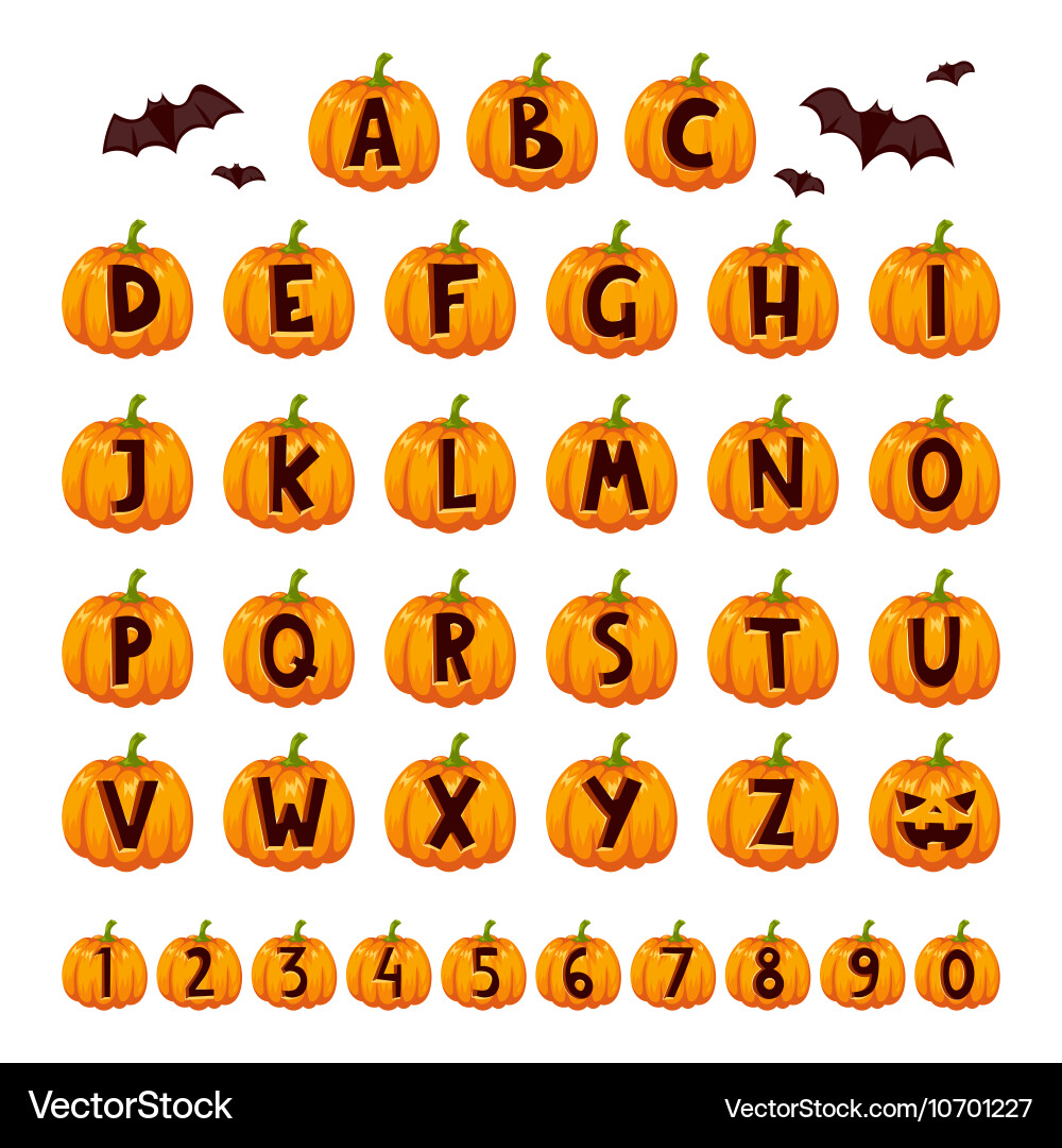 Halloween font alphabet set Royalty Free Vector Image