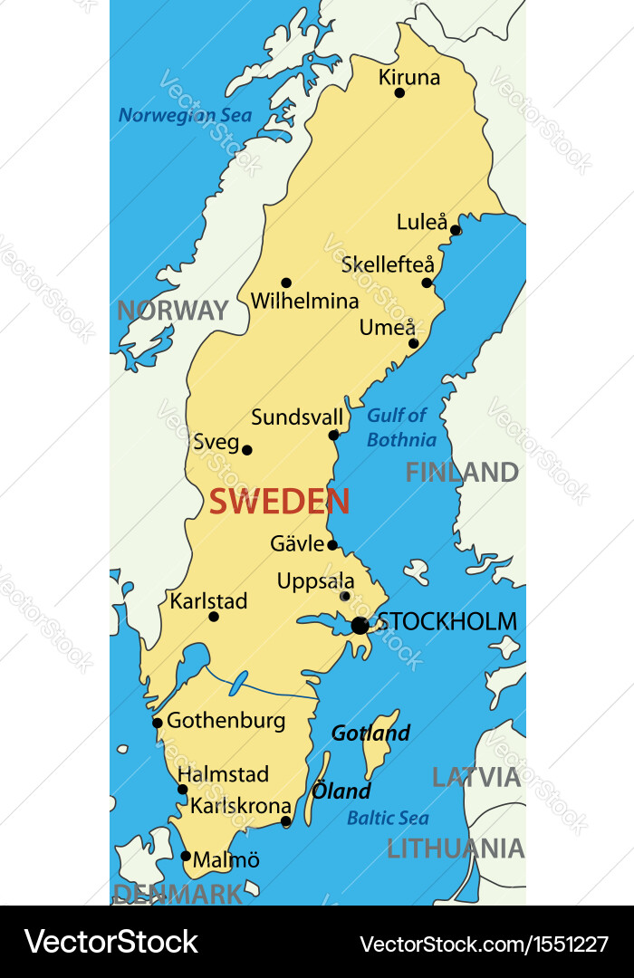 Map of Sweden Royalty Free Vector Image - VectorStock