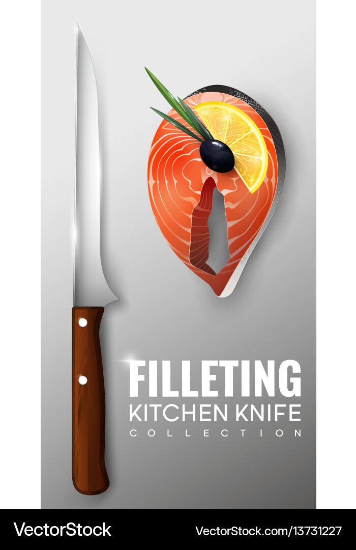 Realistic filleting kitchen knife concept Vector Image