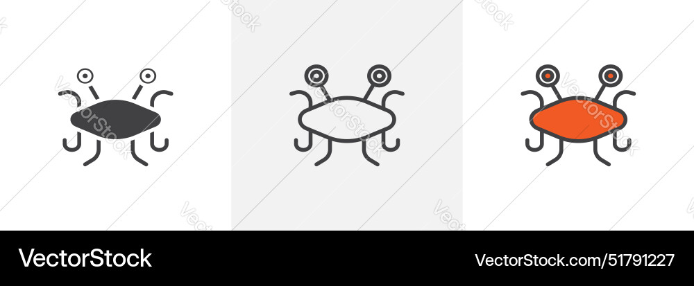 Spaghetti monster flying line icon set Royalty Free Vector