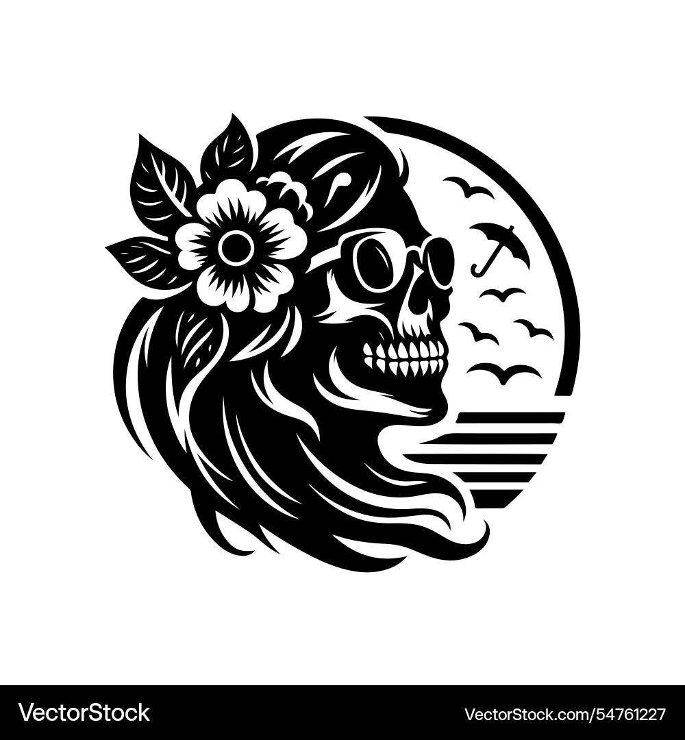 Trendy skull beach silhouette - perfect Royalty Free Vector
