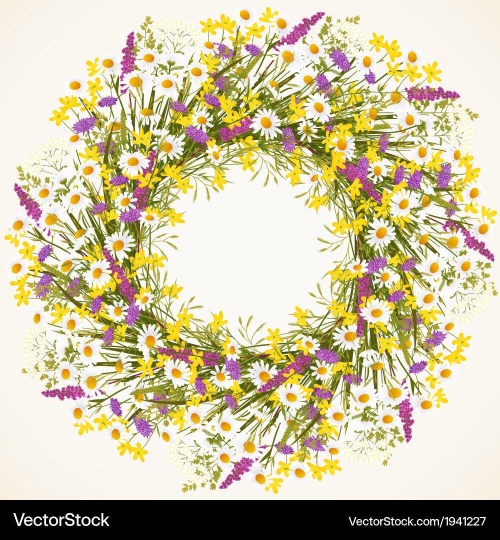 Wreath of wild flower Royalty Free Vector Image