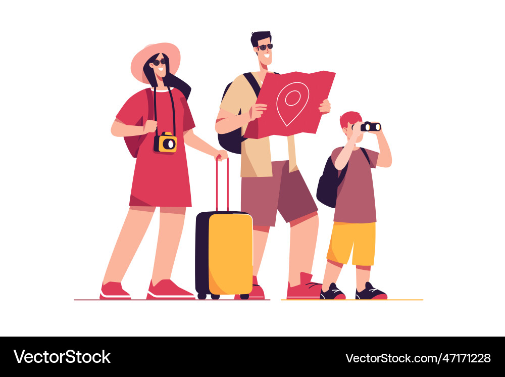 A happy traveling tourist Royalty Free Vector Image