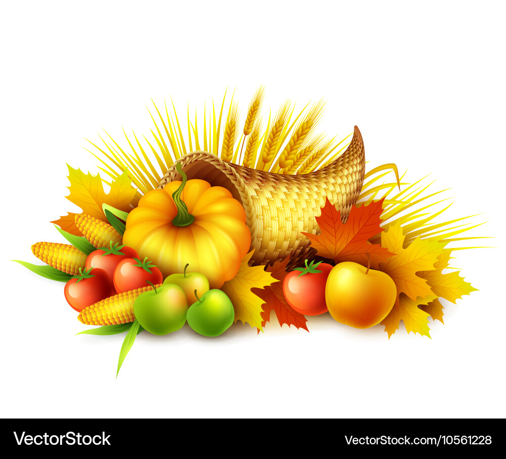 A thanksgiving cornucopia full Royalty Free Vector Image