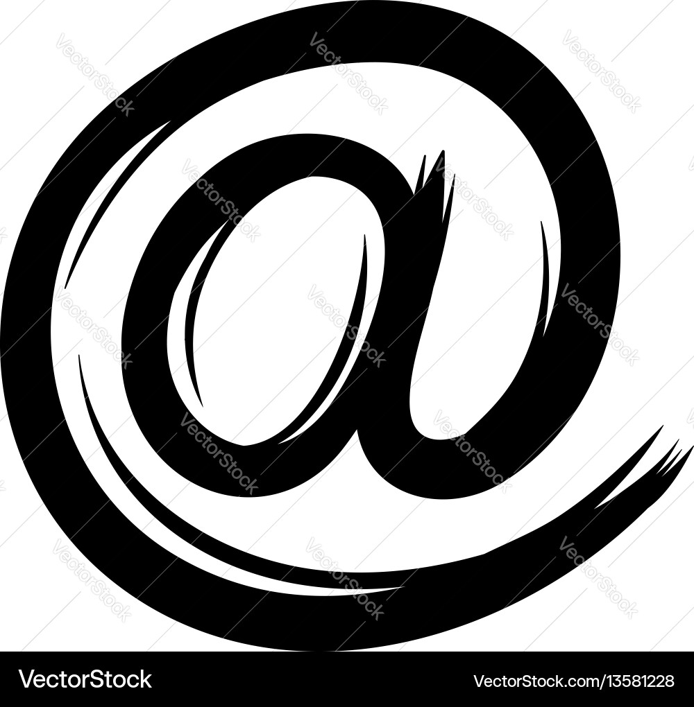 Black at sign icon cartoon Royalty Free Vector Image