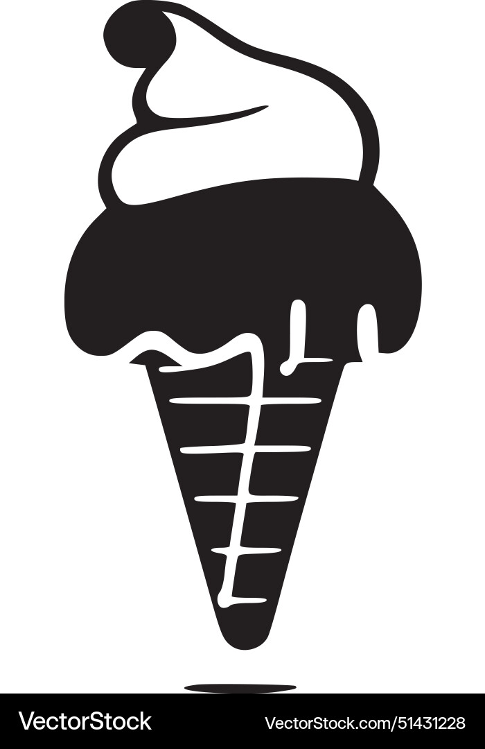 Ice cream - black and white Royalty Free Vector Image