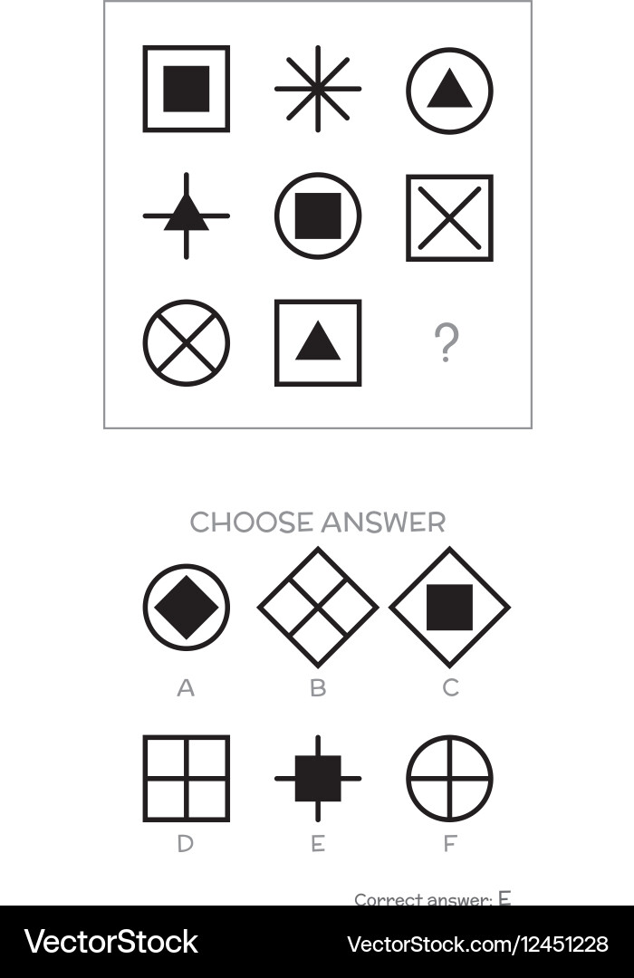 Iq test choose correct answer Royalty Free Vector Image