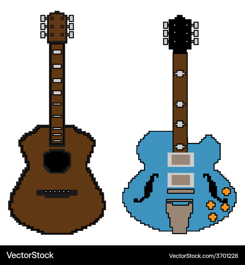 Pixel guitar set1 Royalty Free Vector Image - VectorStock