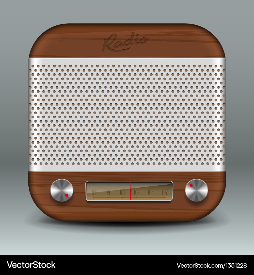 Retro radio app icon Royalty Free Vector Image