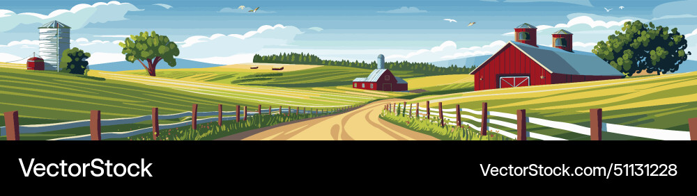 Rural farm landscape Royalty Free Vector Image