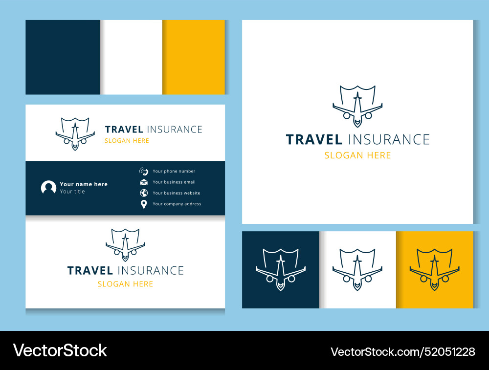 Travel insurance logo concept featuring airplane Vector Image