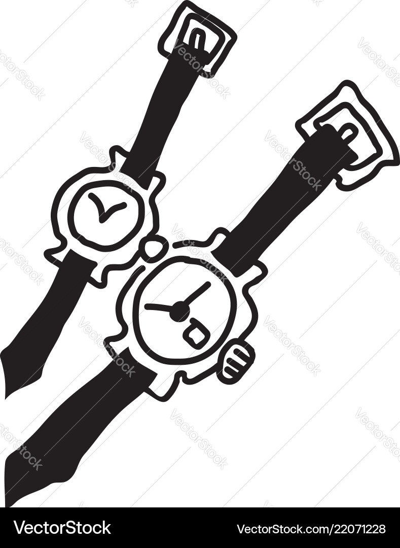 Wrist watch time for two Royalty Free Vector Image