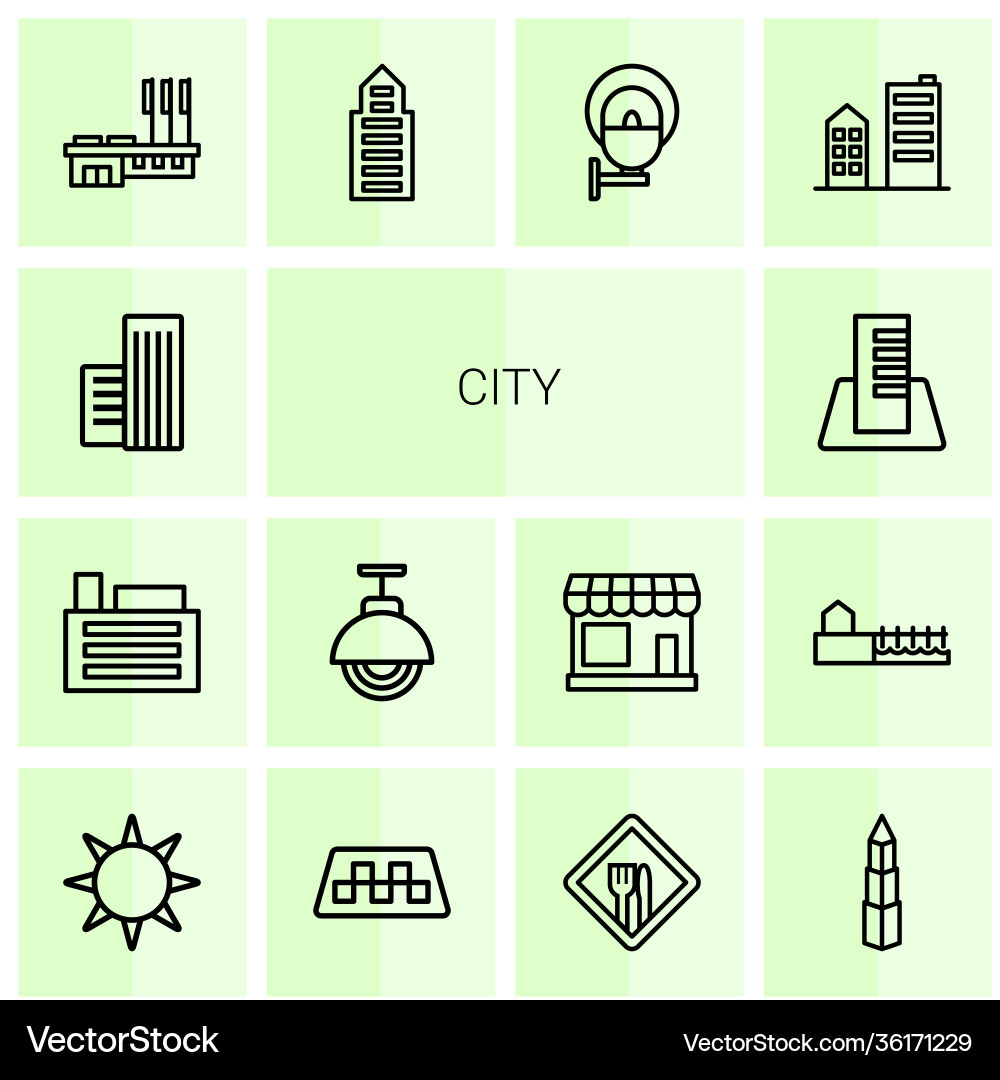 14 city icons Royalty Free Vector Image - VectorStock