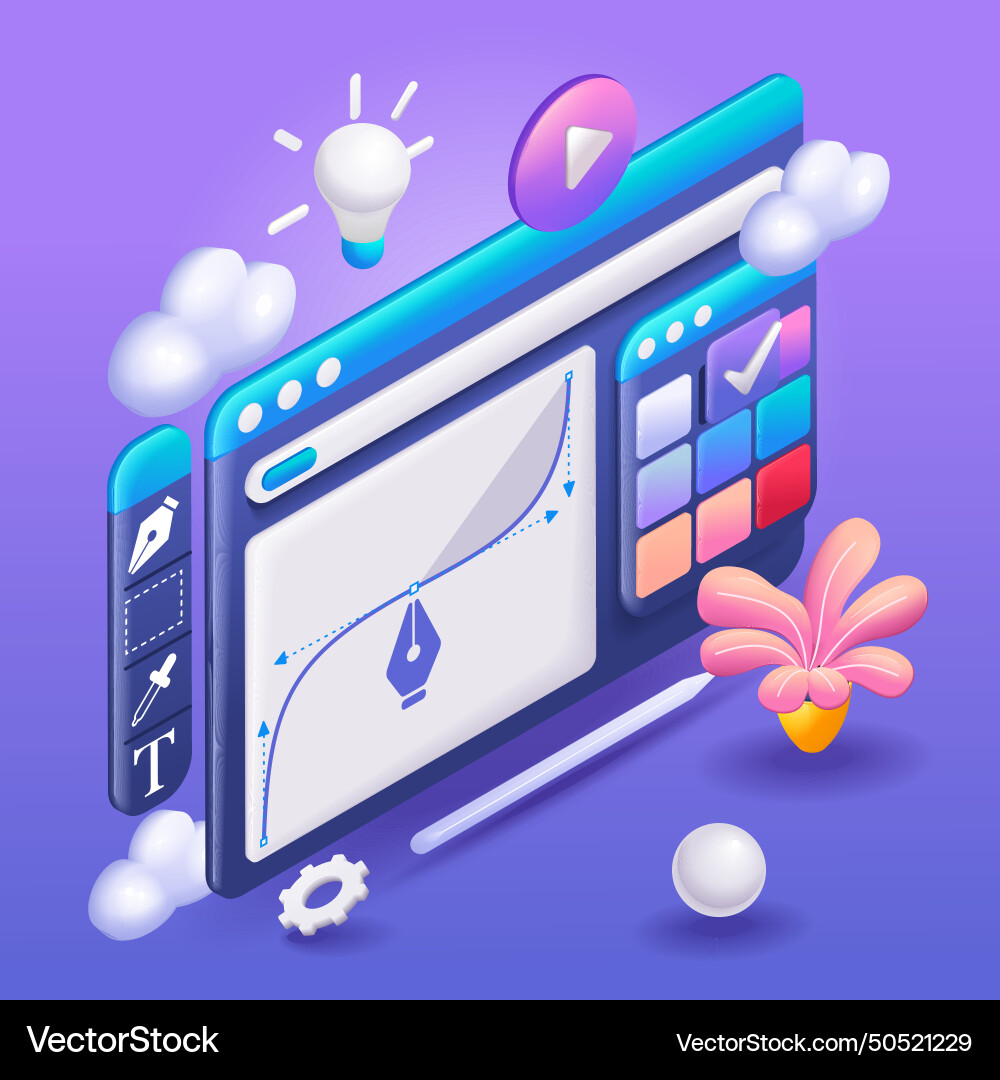 3d isometric cartoon display Royalty Free Vector Image