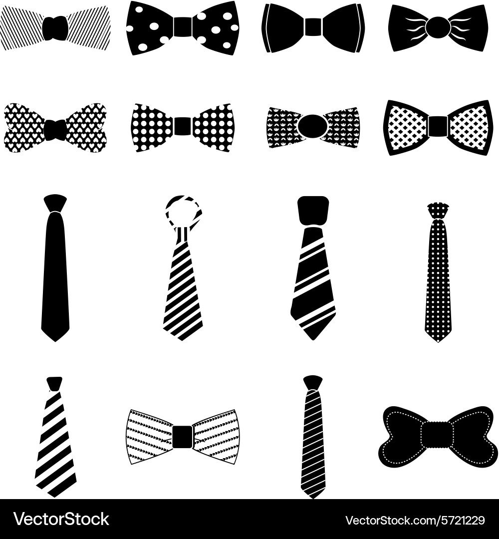 Black Bow Tie Icon Set Royalty Free Vector Image