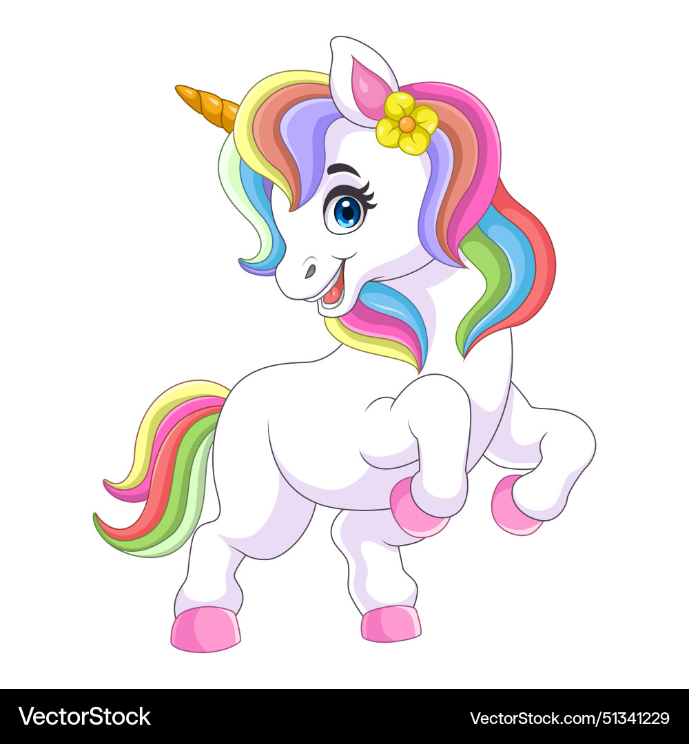 Cartoon rainbow horse isolated on white background