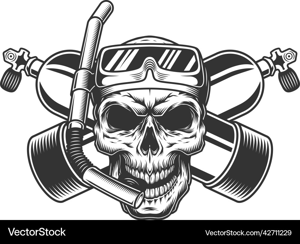 Diver skull in scuba mask Royalty Free Vector Image