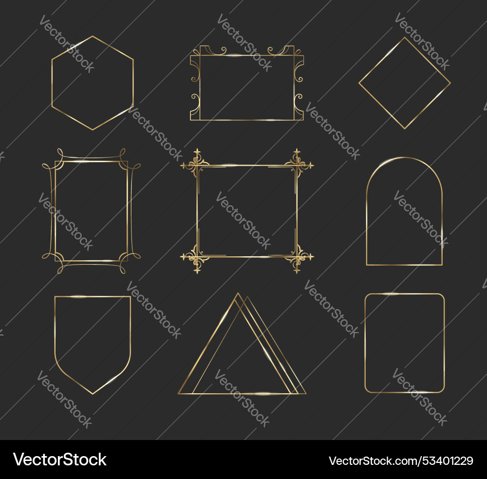 Gold thin frame luxury rectangle line border Vector Image