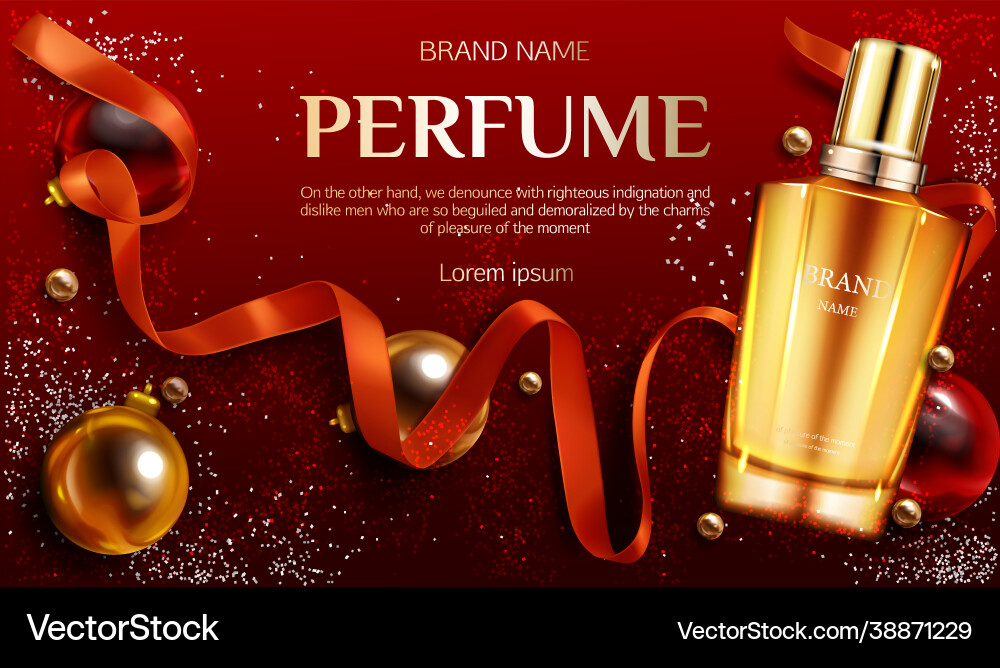 Golden Perfume Bottle with Glitter Royalty Free Vector Image