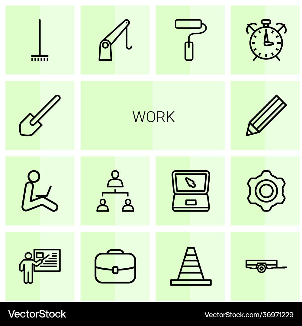 Work icons Royalty Free Vector Image - VectorStock