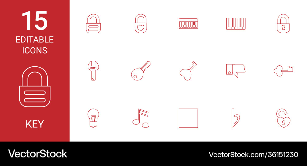 15 key icons Royalty Free Vector Image - VectorStock