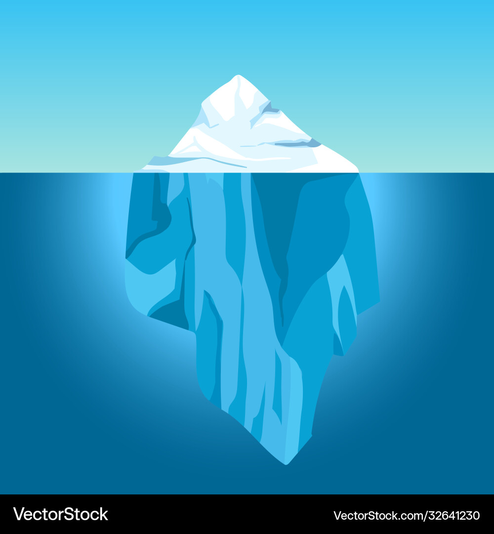 Cartoon iceberg in water big floating Royalty Free Vector