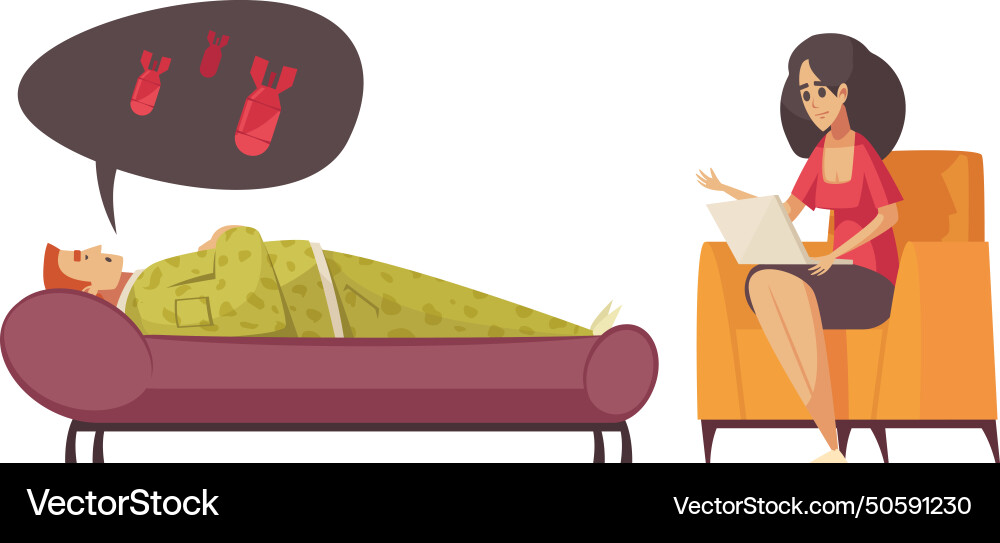 Cartoon psychologist composition Royalty Free Vector Image