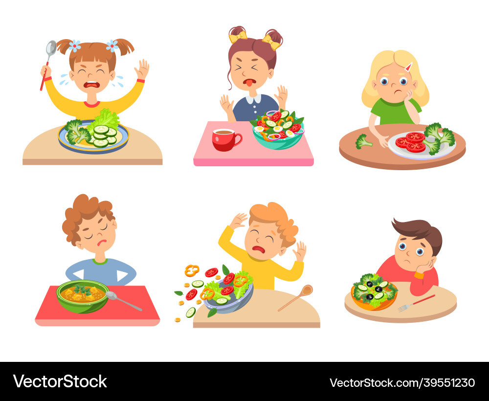 Children Rejecting Food Royalty Free Vector Image