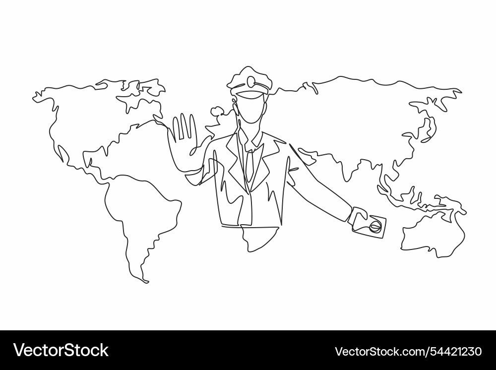 Continuous one line drawing the customs officer Vector Image