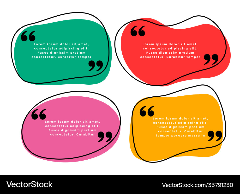 Curve Form Zitate Vorlage in vier Farben Vektorbild