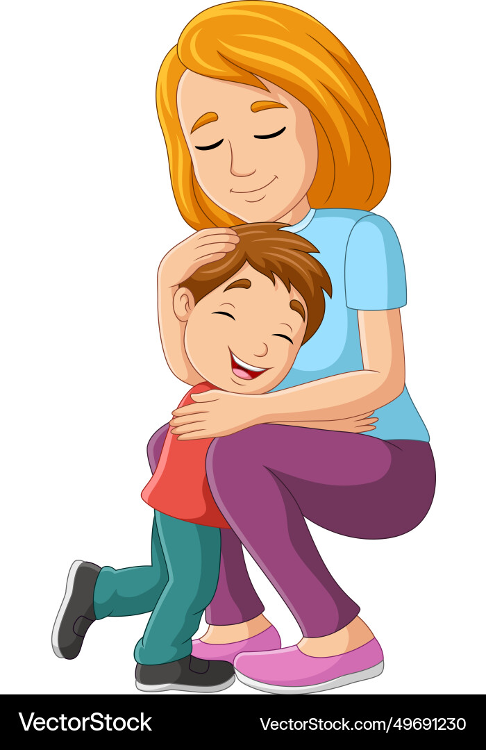 Cute Mother and Son Hug Royalty Free Vector Image