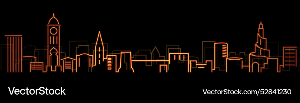 Doha bright simple line skyline on dark background