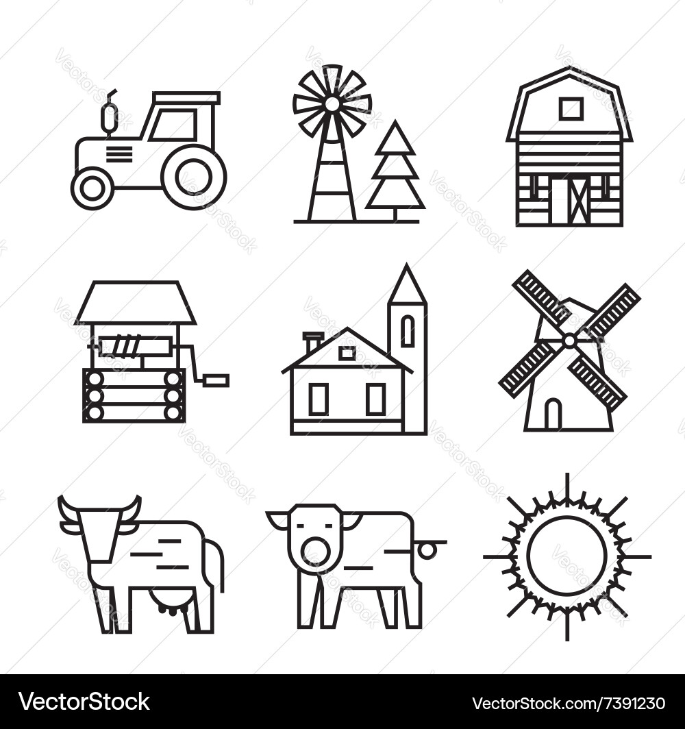 Farm flat icons Royalty Free Vector Image - VectorStock