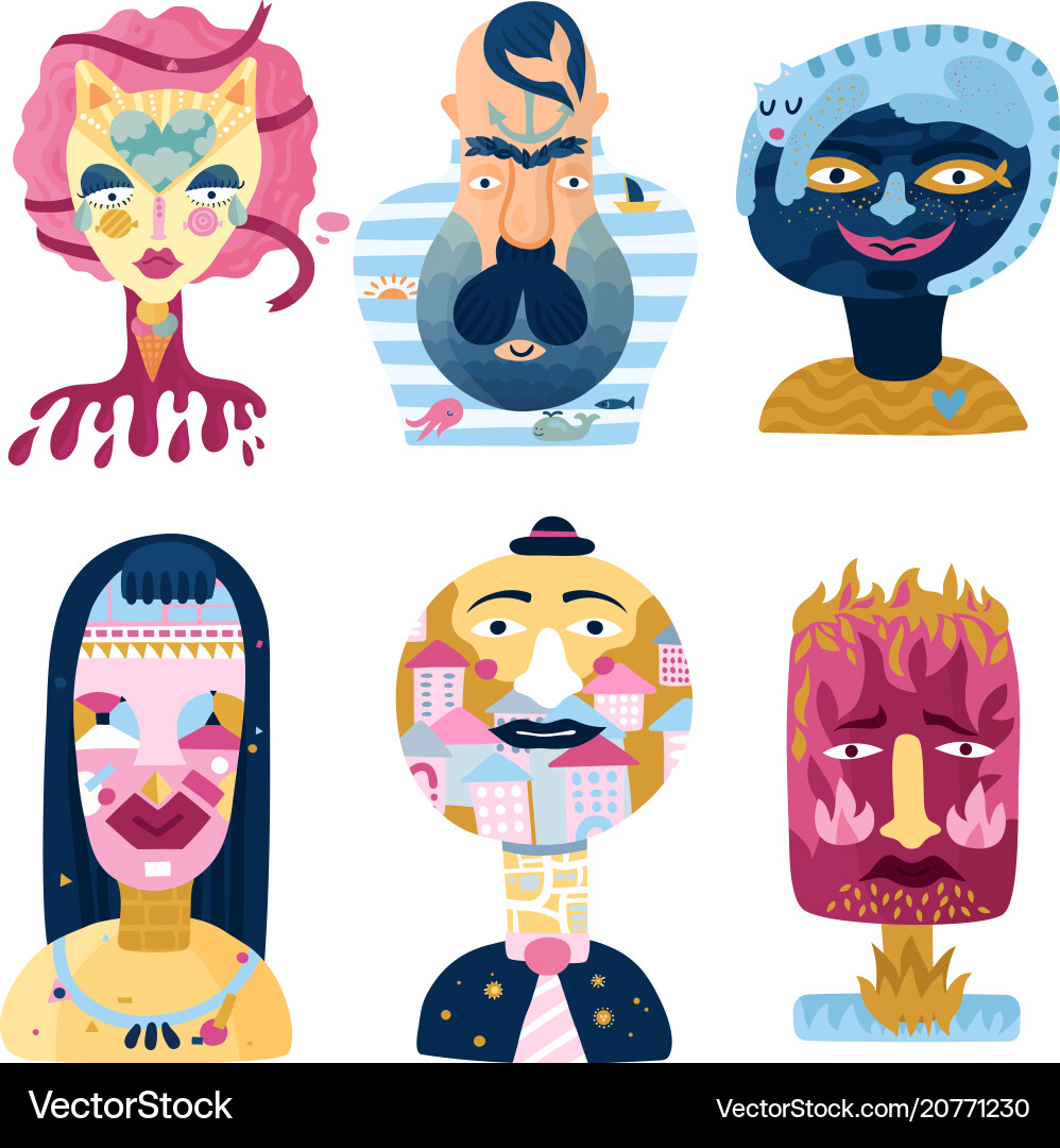 Human inner world set Royalty Free Vector Image