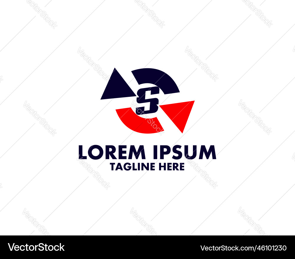 Initial s Logo Buchstaben mit zwei Pfeil innen Vektorbild