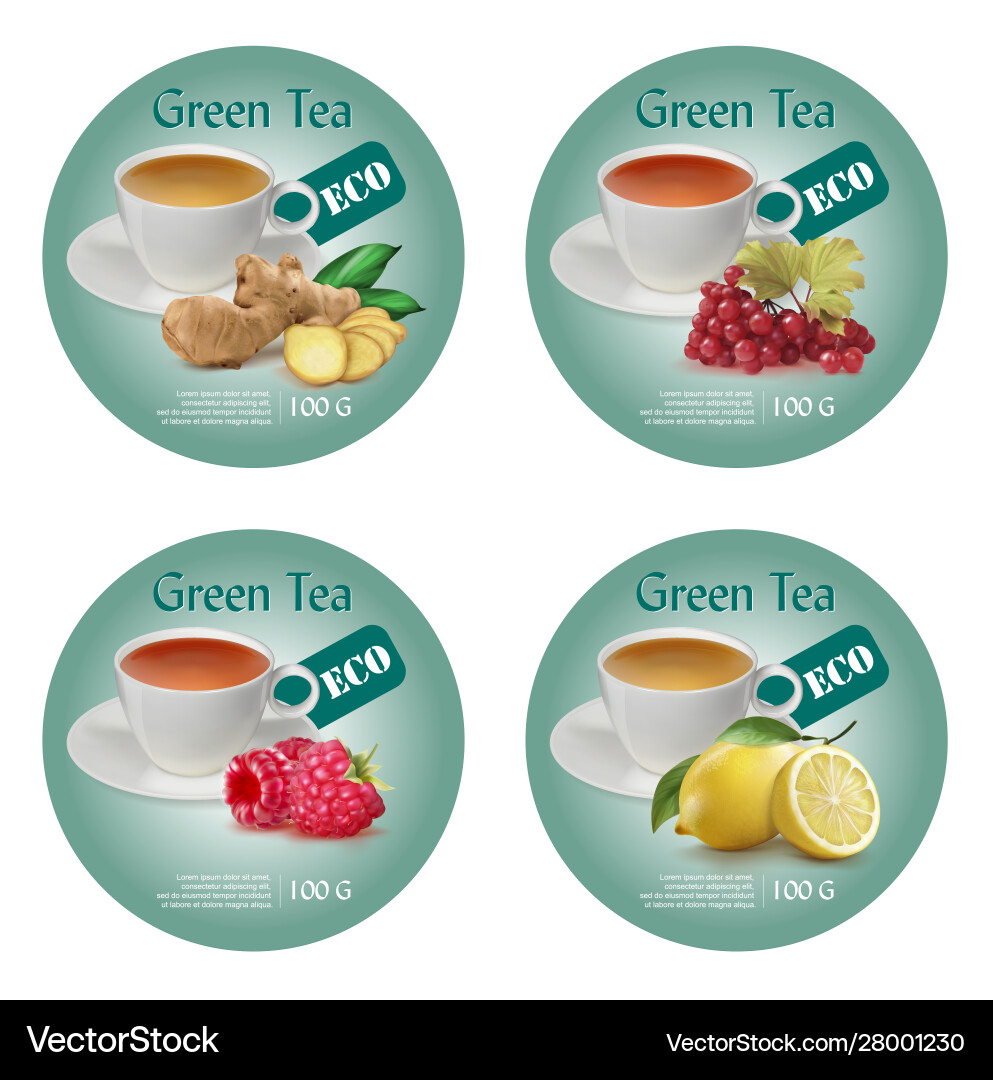 Label design concept for green tea Royalty Free Vector Image