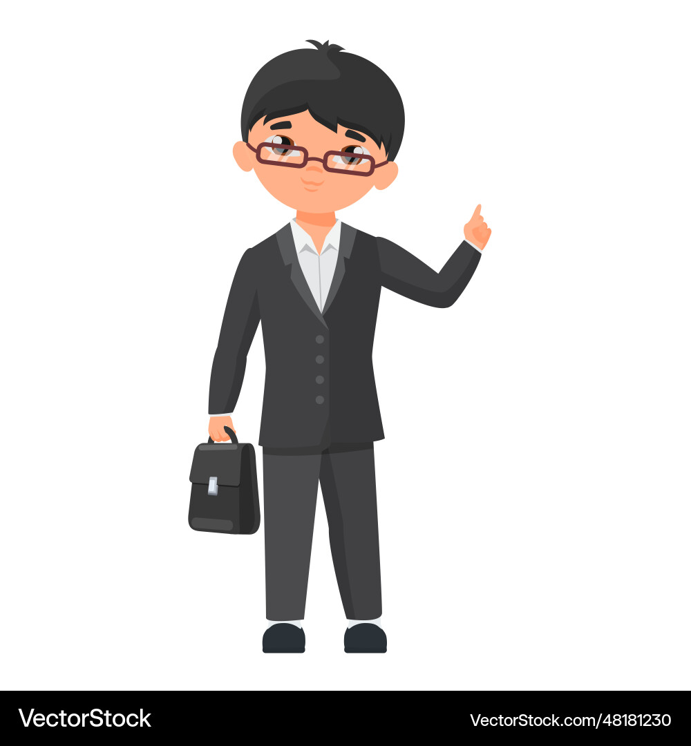 Little boy businessman work Royalty Free Vector Image