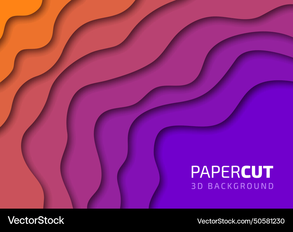 Orange pink and blue paper cut background Vector Image